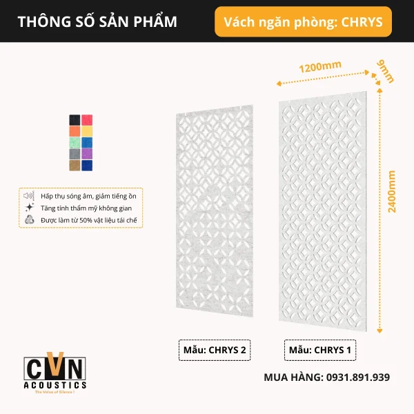 CVN | Vách Ngăn Phòng Tiêu âm Cách âm CHRYS